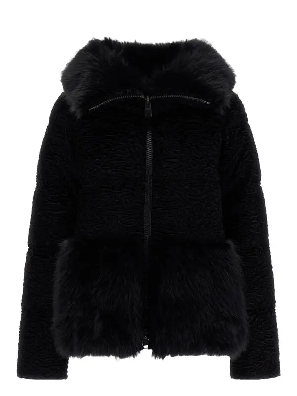 Herno Tocco Astrakhan Effect Hooded Jacket - Black