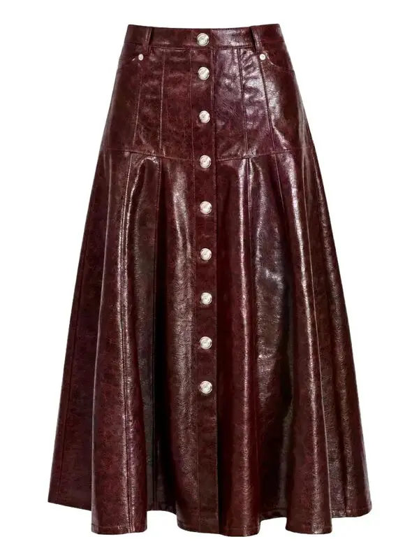 Cinq À Sept Veena Button-down Midi Skirt - Red