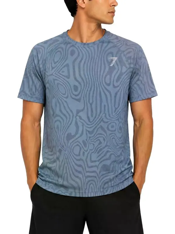 Emporio Armani Abstract-print Raglan-sleeve T-shirt - Blue