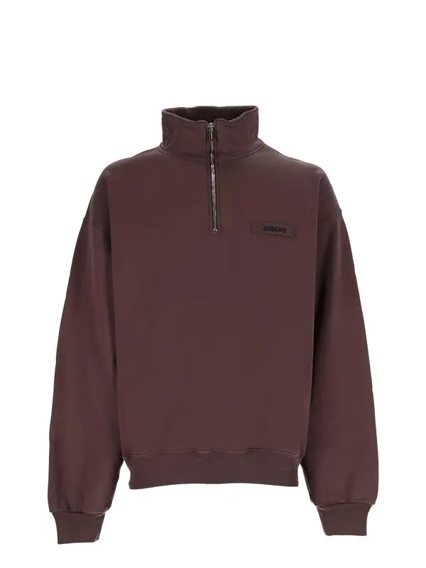 Jacquemus Felpa Con Logo E Zip - Brown