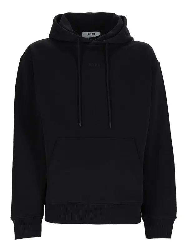MSGM Felpa Con Stampa E Logo - Black