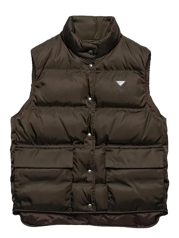 Prada Re-nylon Down Vest - Brown