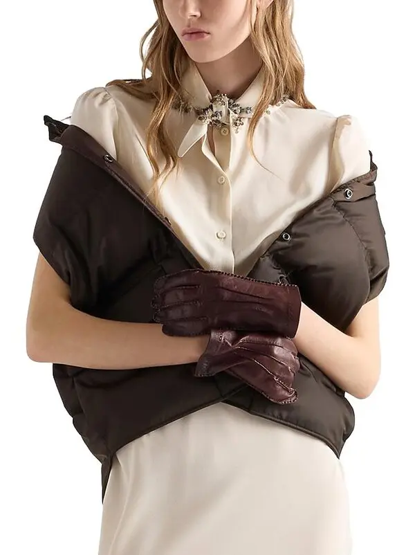 Prada Re-nylon Down Vest - Brown