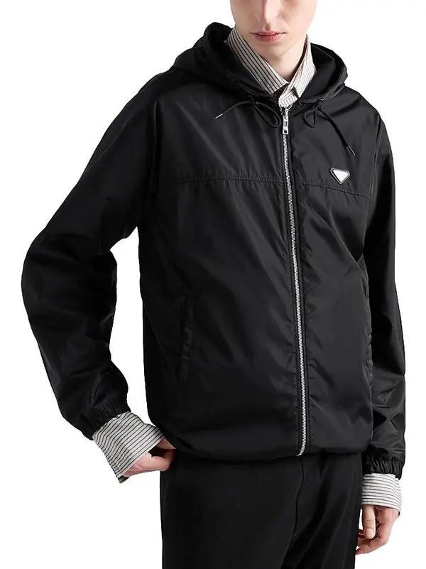 Prada Technical Fleece Hoodie Jacket - Black