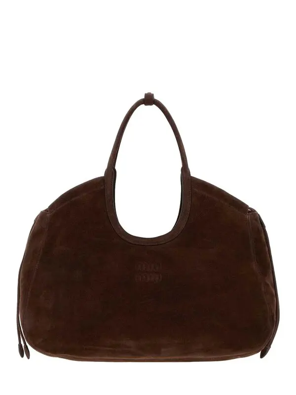 Miu Miu Dark Suede Ivy Shopping Bag - Brown