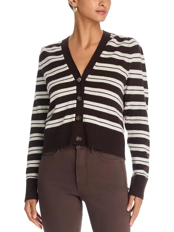 Veronica Beard Frankie Cashmere Cardigan - Espresso/ivory