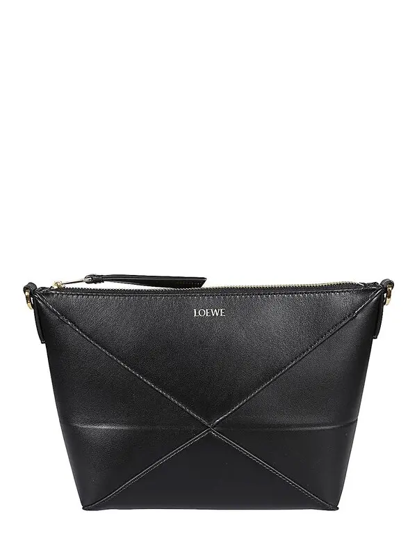 Loewe Puzzle Fold Leather Pouch - Black