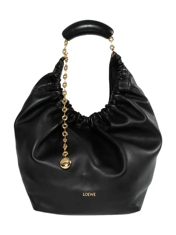 Loewe Squeeze Medium Leather Shoulder Bag - Black