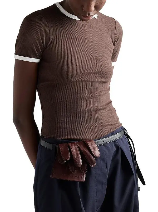 Prada Ribbed Knit Top - Brown