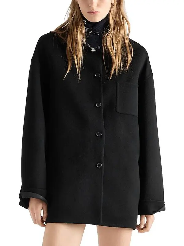 Prada Reversible Double Cashwool And Re-nylon Caban Jacket - Ebony