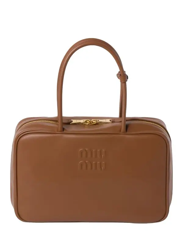 Miu Miu Miu Beau Mini Handbag In Calf Leather With Gold Hardware - Brown
