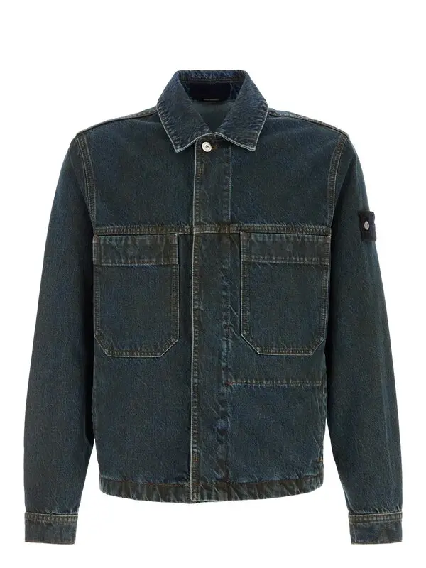 Stone Island Biker Jacket Blue Black - Multicolor