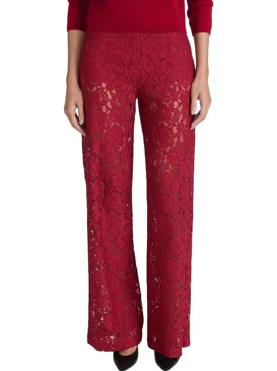 FRAME The Lace High Waist Wide Leg Pants - Deep Ruby