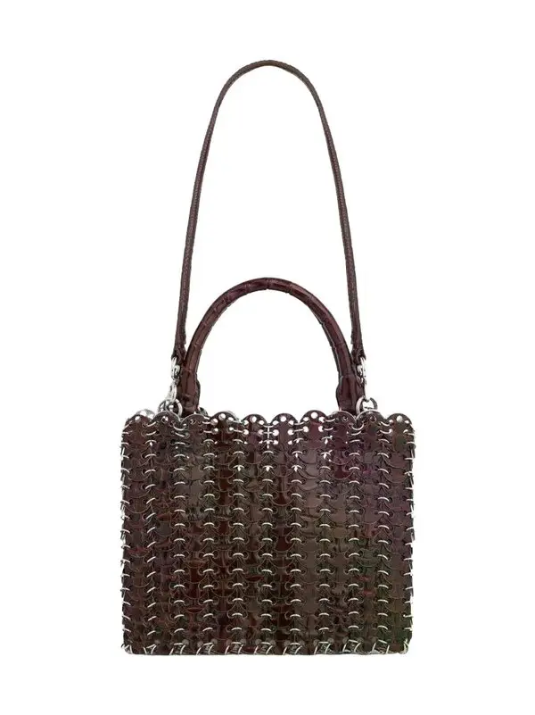 Rabanne 1969 Flip Bag In Reversible Embossed And Silver Leather - Brown