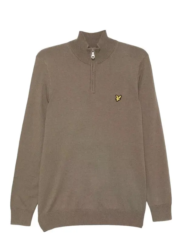LYLE & SCOTT Quarter-zip Logo-patch Sweater - Green
