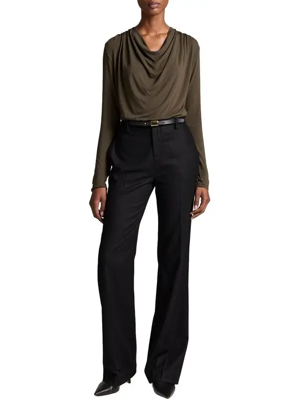 Vince Simone Mid-rise Italian Flannel Slim Flare Pant - Black