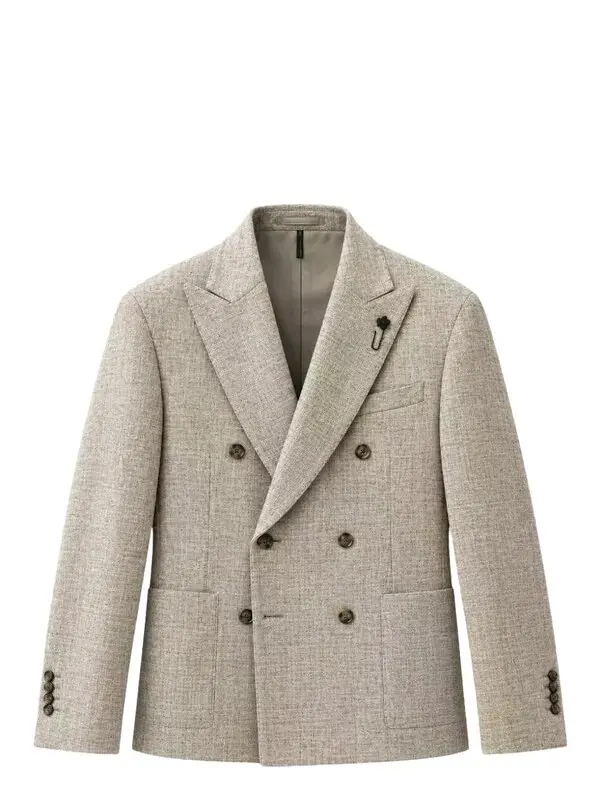 LARDINI Double-breasted Virgin Wool Blazer - Neutrals