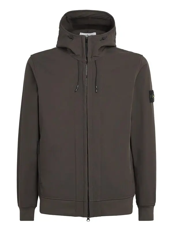 Stone Island Light Soft Shell-r Hooded Jacket - Black