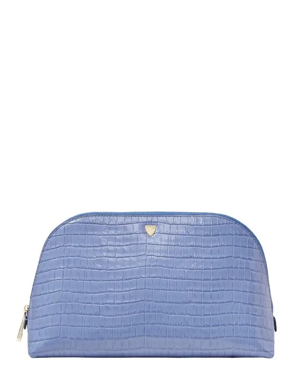 ASPINAL OF LONDON Croc-embossed Leather Classic Wash Bag - Blue
