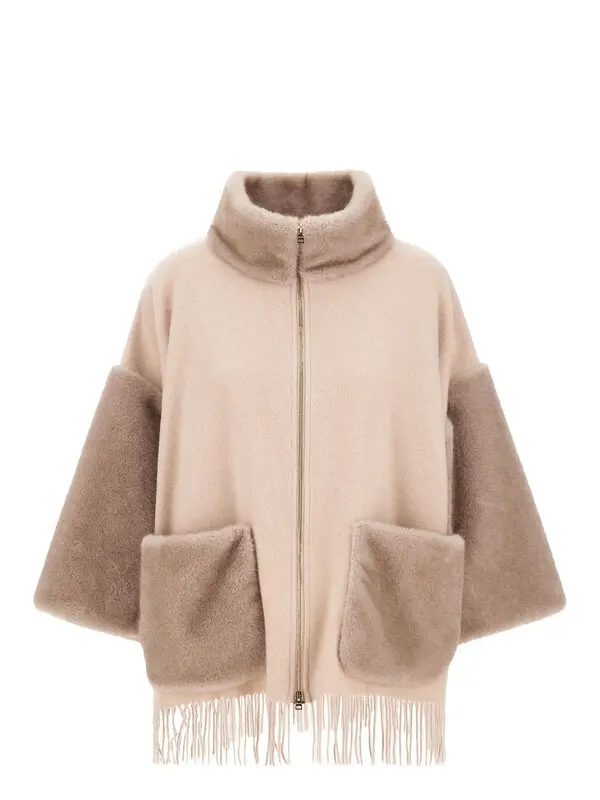 Herno Poncho In Lana, Cashmere E Melange Effetto Visone - Multicolor