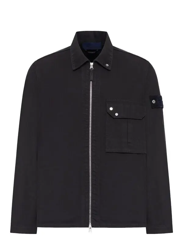 Stone Island Denim Collection: Overshirt Comfort Con Zip - Black