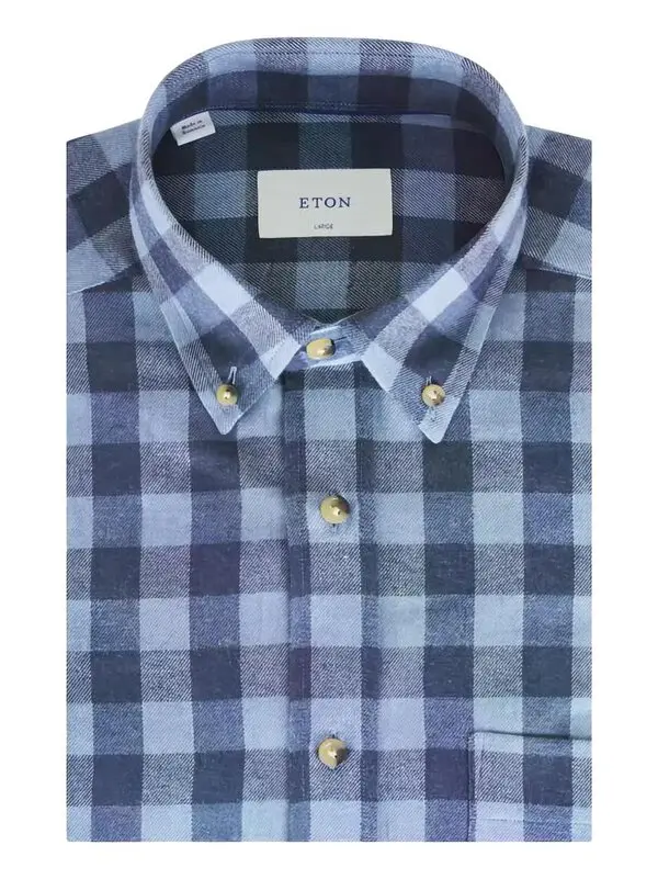 Eton Check Flannel Shirt - Blue