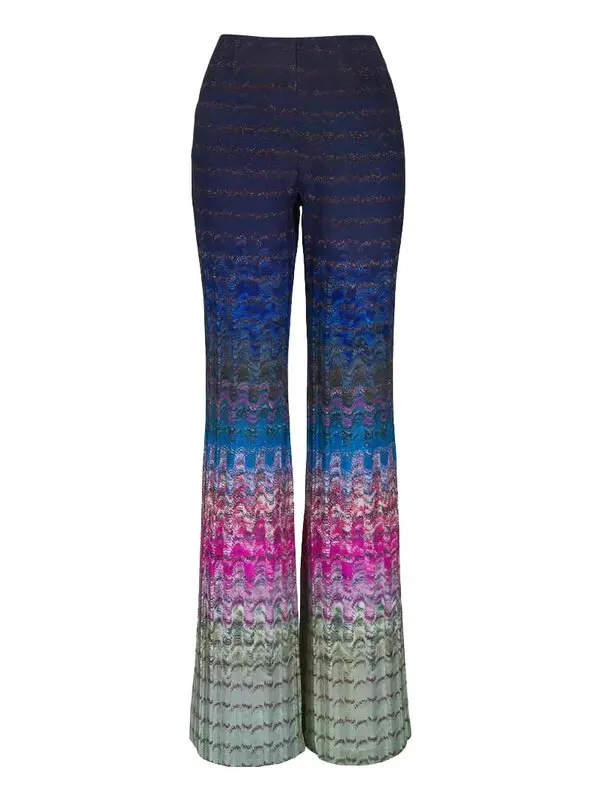 Missoni Dégradé Viscose Lamé Flare Trousers - Blue