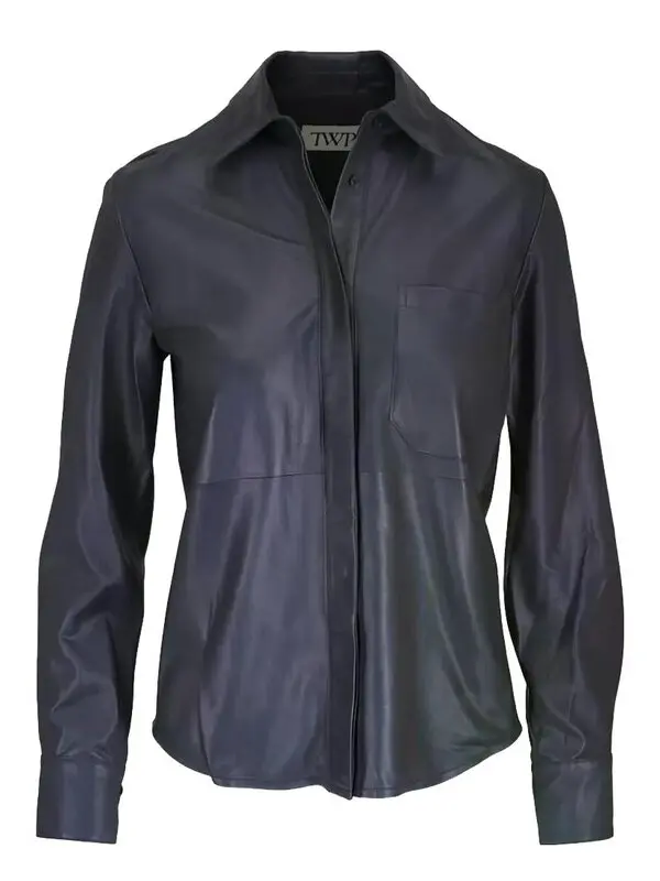 TWP Cowboy Leather Long-sleeve Shirt - Blue