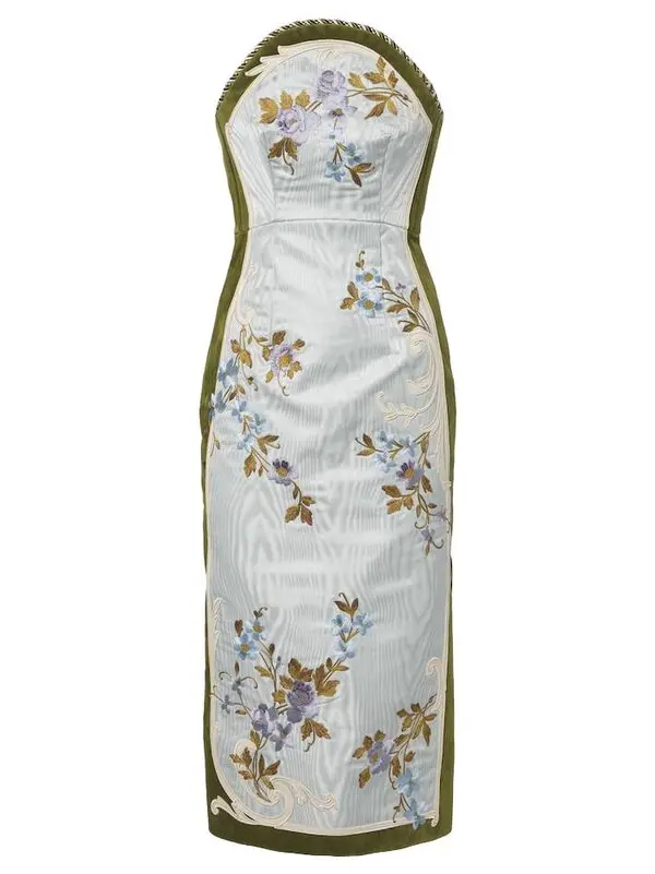 ALEMAIS Alémais Odessa Moiré And Velvet Bustier Dress - Multicoloured