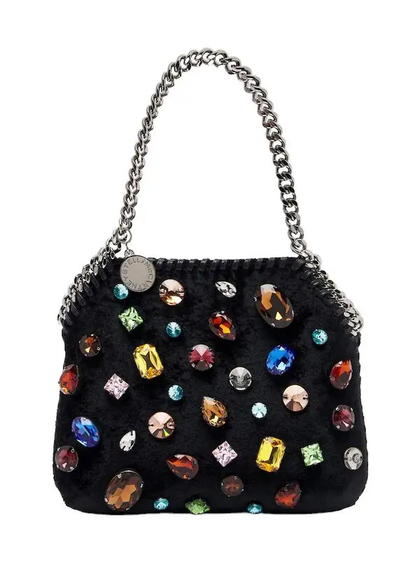 Stella McCartney Falabella Tiny Embellished Velvet Shoulder Bag - Multicoloured