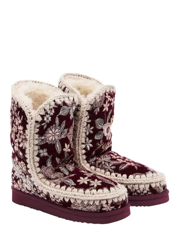 Mou 24 Shearling-lined Velvet Ankle Boots - Multicoloured