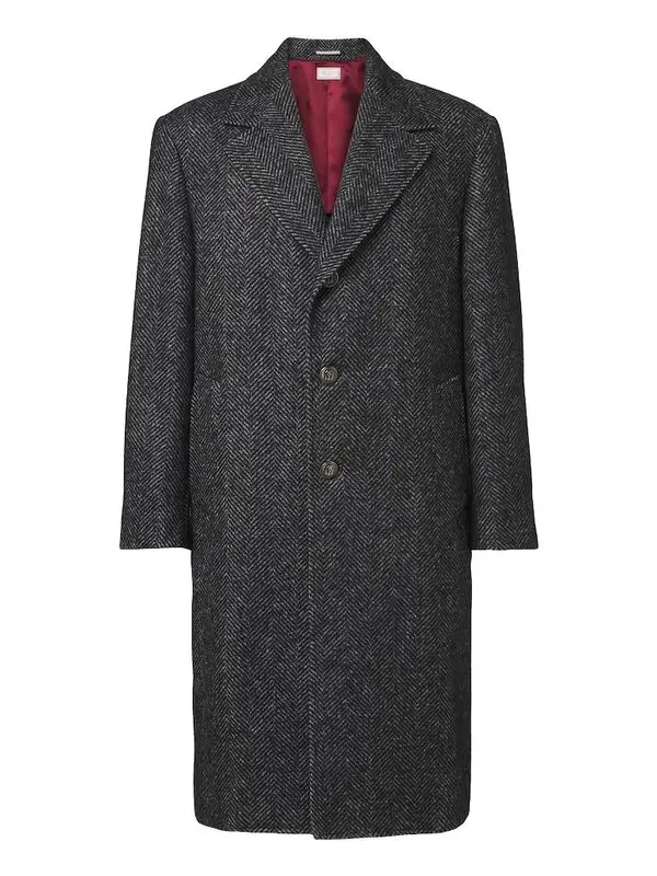 Brunello Cucinelli Herringbone Wool And Alpaca-blend Coat - Grey
