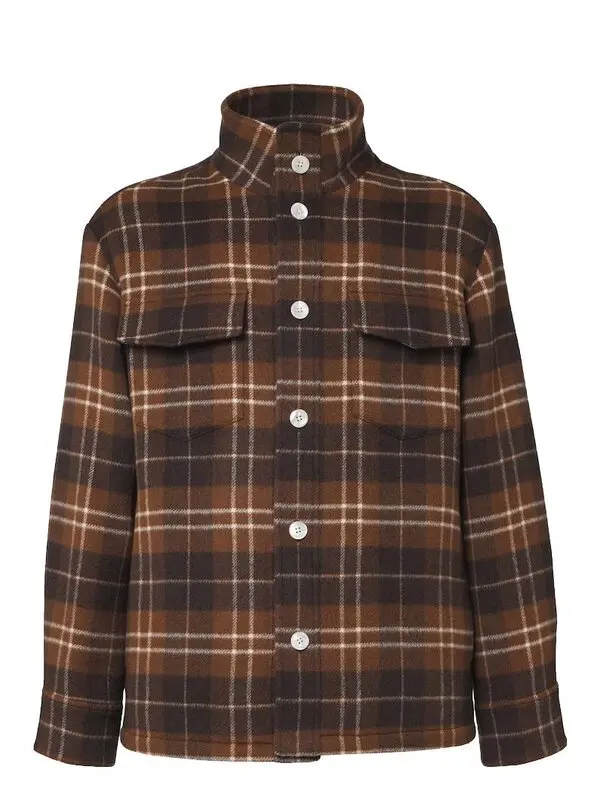 UMIT BENAN St. Moritz Plaid Cashmere Overshirt - Brown