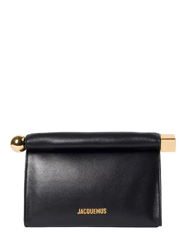 Jacquemus Le Sac Rond Carre In Nappa - Black