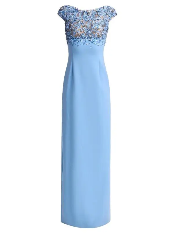 Oscar De La Renta Crystal-embellished Column Gown - Hydrangea