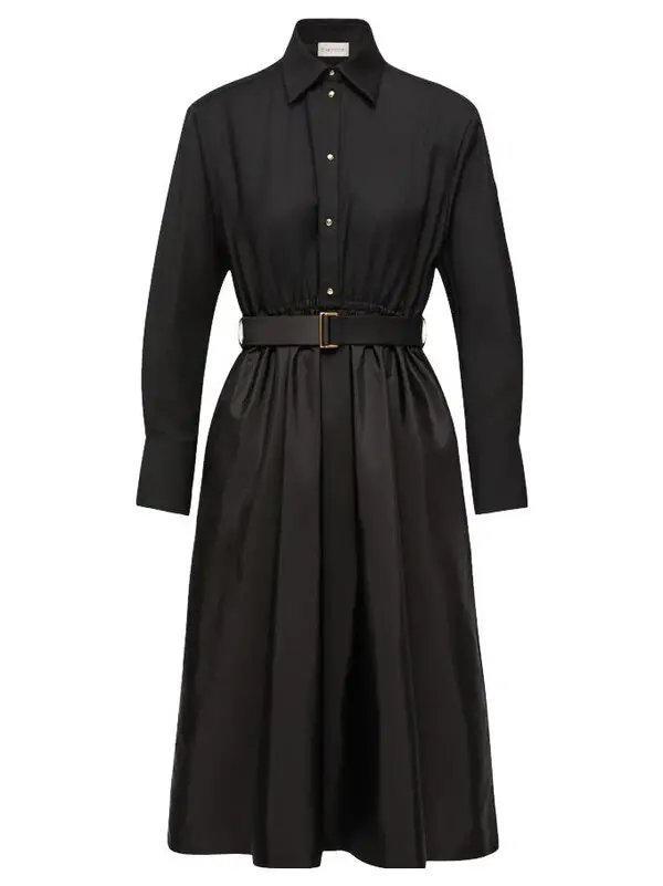 Moncler Long Dress In Wool - Black