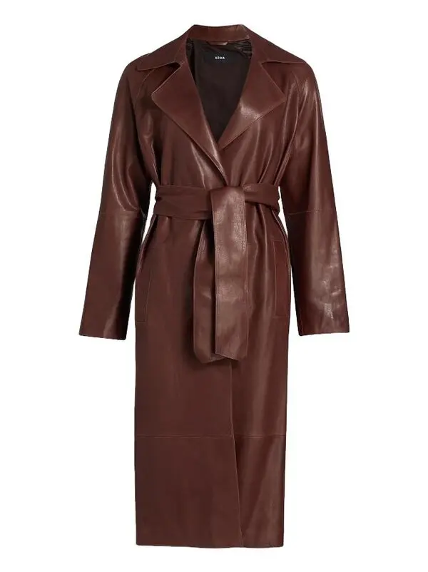 ARMA Yava Leather Belted Coat - Marone