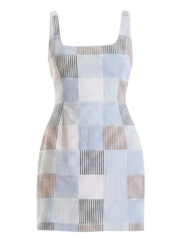 Cynthia Rowley Millie Patchwork Seersucker Scoopneck Minidress - Multi