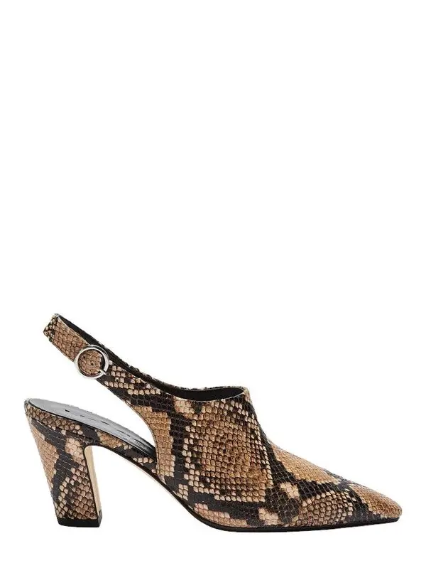 AeydĒ Maude Snake-embossed Leather Slingback Pumps - Hazelnut