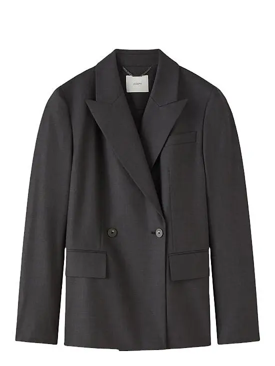 JOSEPH Dana Double-breasted Stretch-wool Jacket - Graphite