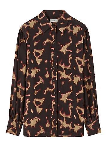JOSEPH Rieu Tortoiseshell-print Crepe Shirt - Tortoise Shell