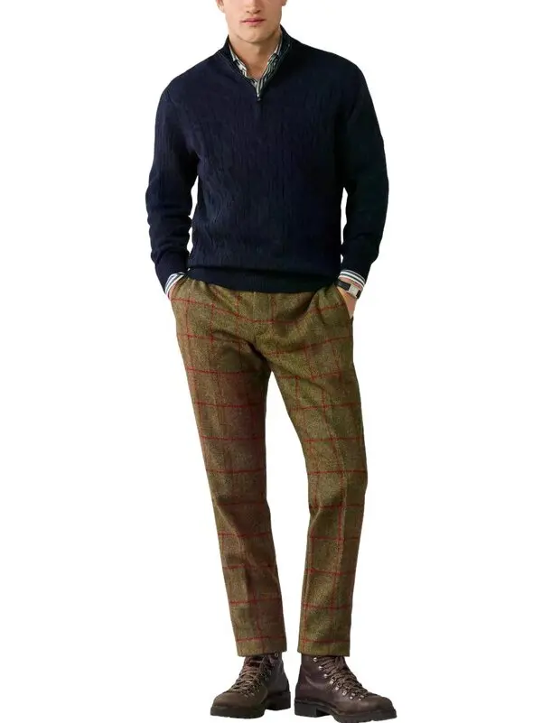 HACKETT  Cable-knit Quarter-zip Sweater - Blue