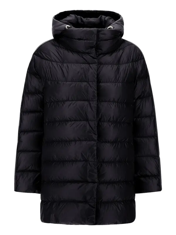 Herno A-shape Jacket In Nylon Ultralight, Cashmere And Silk - Black