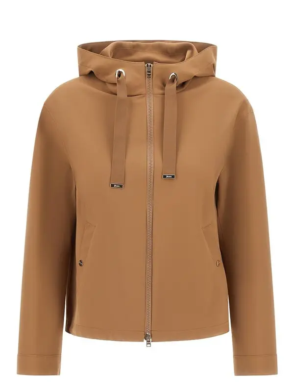 Herno Hooded Jacket In First Act Pef - Camel