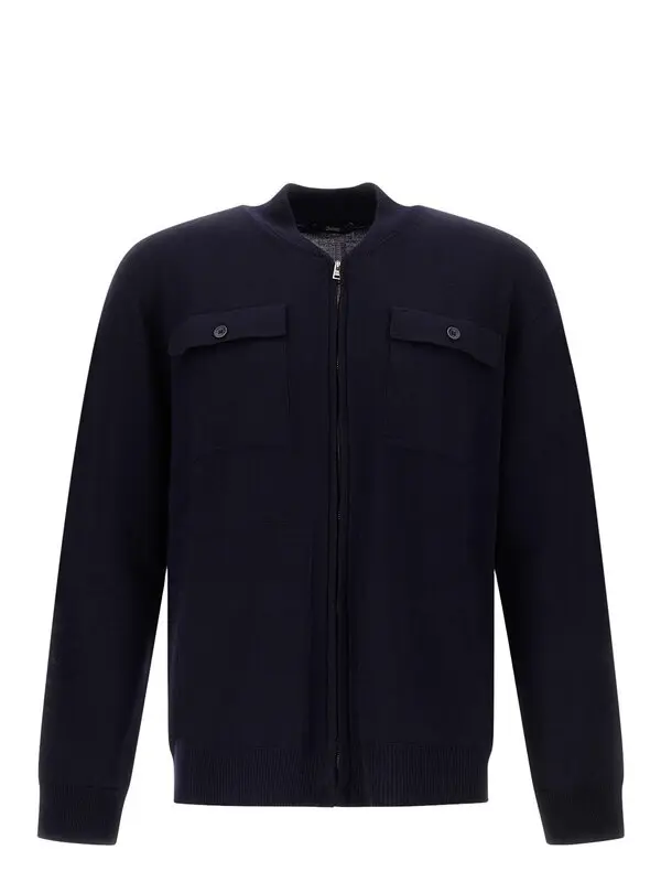 Herno Cardigan In Wr-wool - Dark Blue