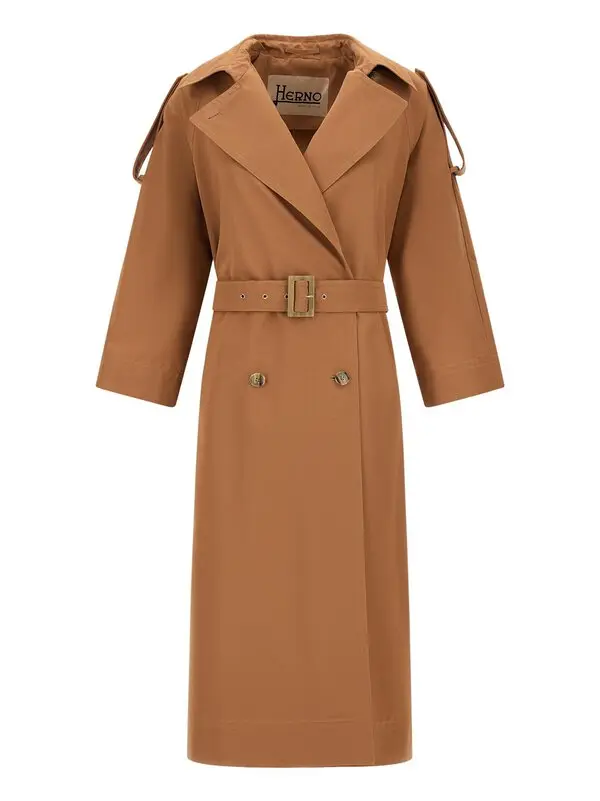 Herno Trench Coat In Nylon Gabardine - Camel