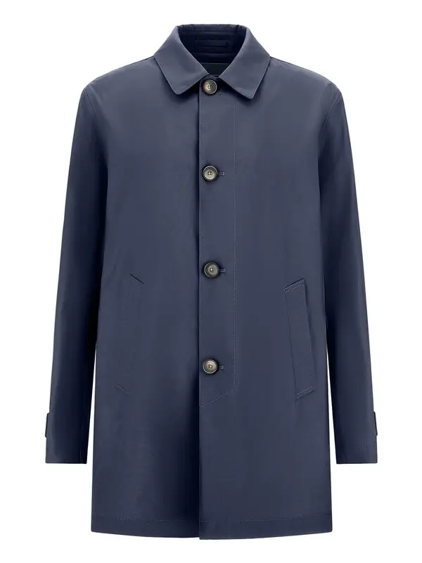 Herno Raincoat In 3 Layers Wool Storm - Blue