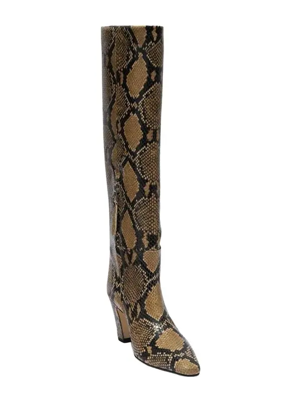 AeydĒ Silva 75mm Snakeskin-print Leather Knee-high Boots - Hazelnut