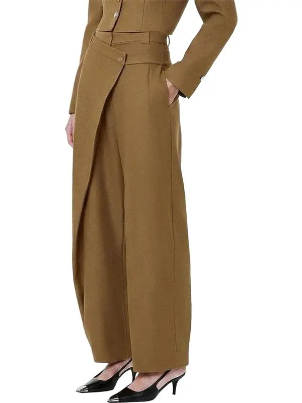 NICHOLAS Orla Pleated Wide-leg Wrap Pants - Sahara