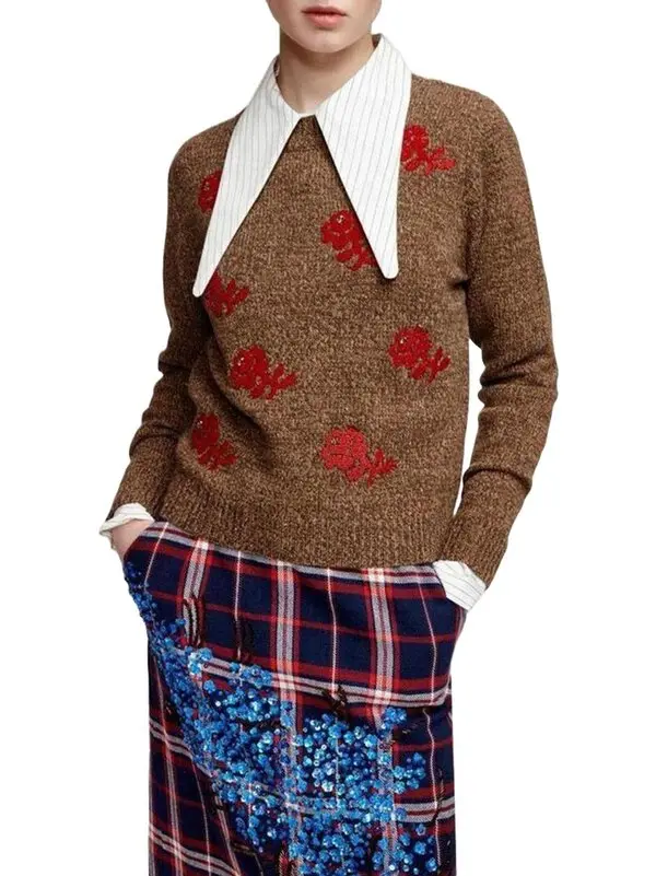 Essentiel Antwerp Kathee Embellished Plaid Midi Skirt - Firestarte